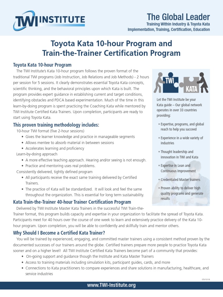 The Global Leader: Toyota Kata 10-Hour Program and Train-the-Trainer ...