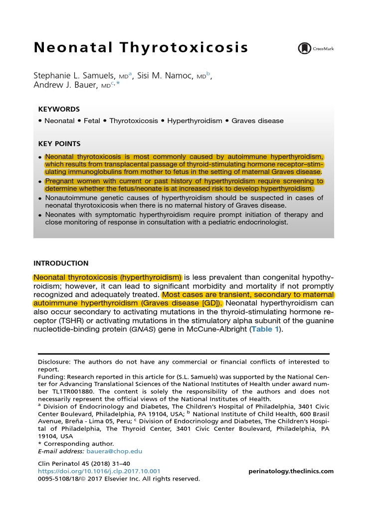 Neonatal Thyrotoxicosis | PDF | Hyperthyroidism | Hypothyroidism