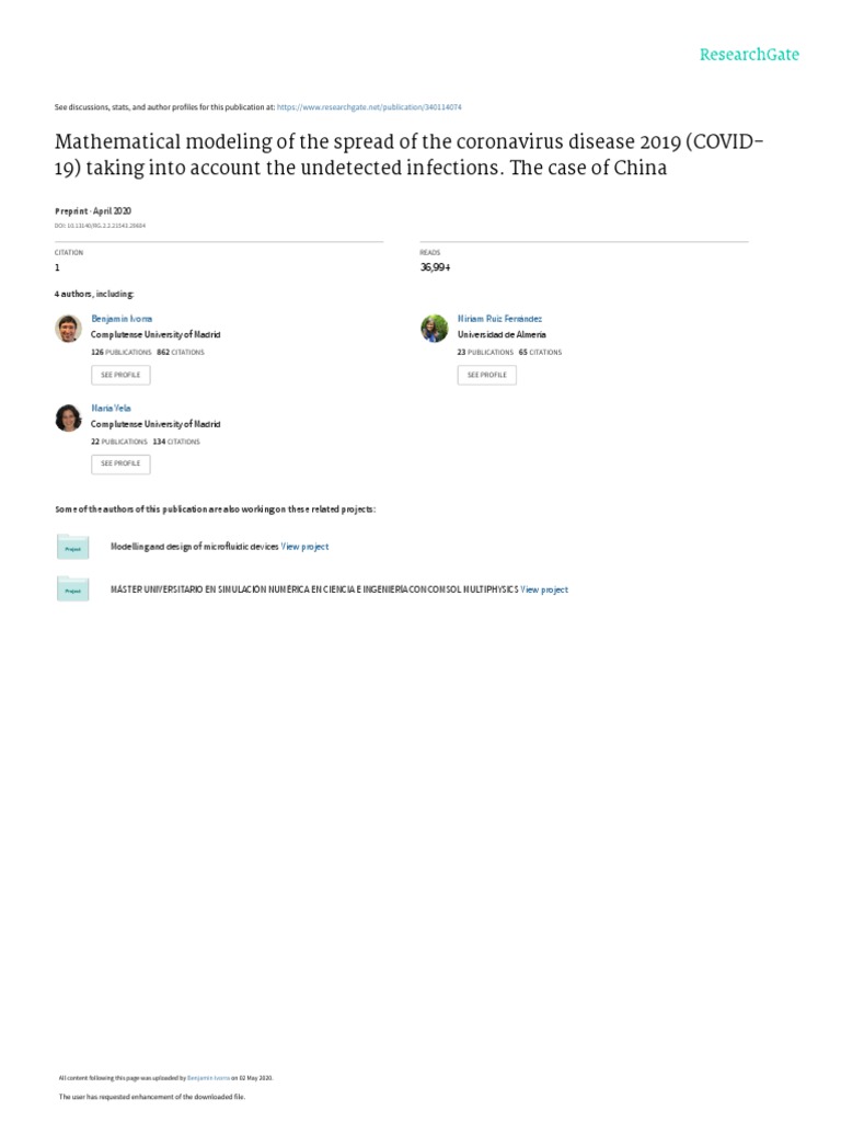 Mathematical Modeling of The Spread of The Coronavirus Disease 2019 ...
