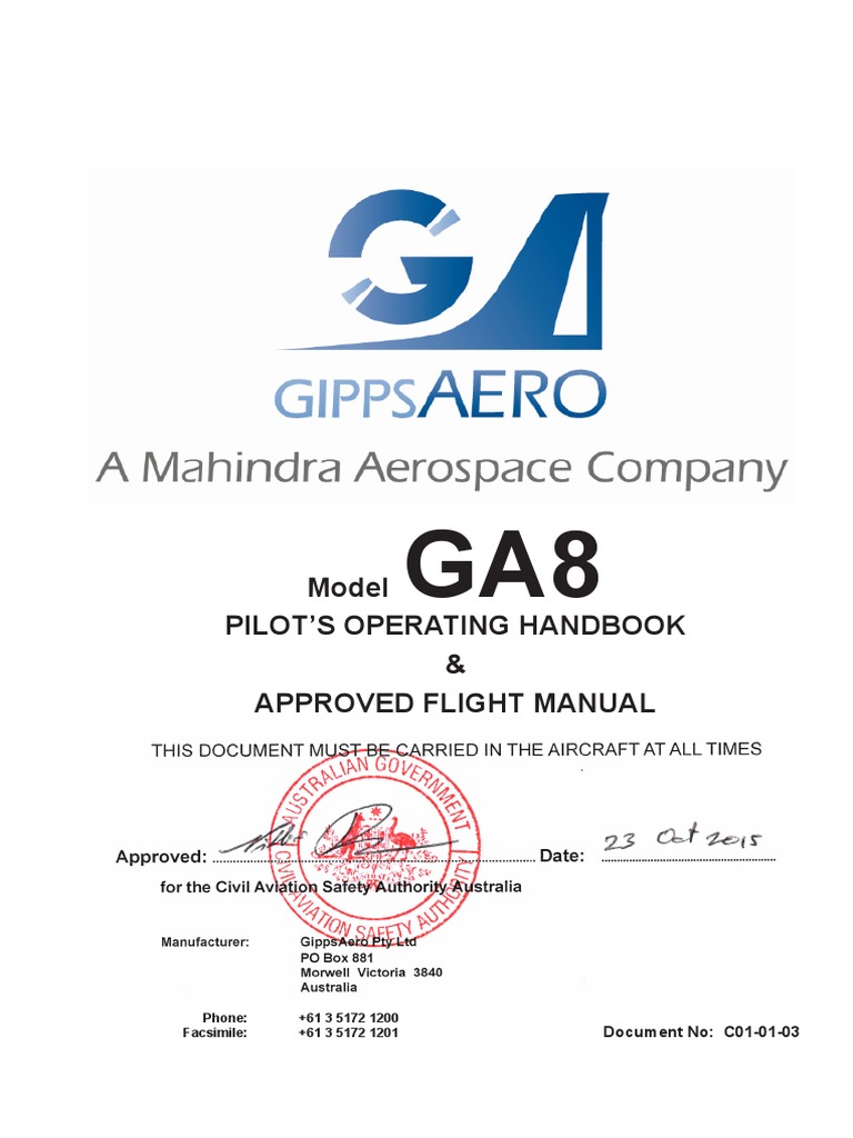 GA8 - POH Printable | PDF | Airspeed | Atmospheric Pressure