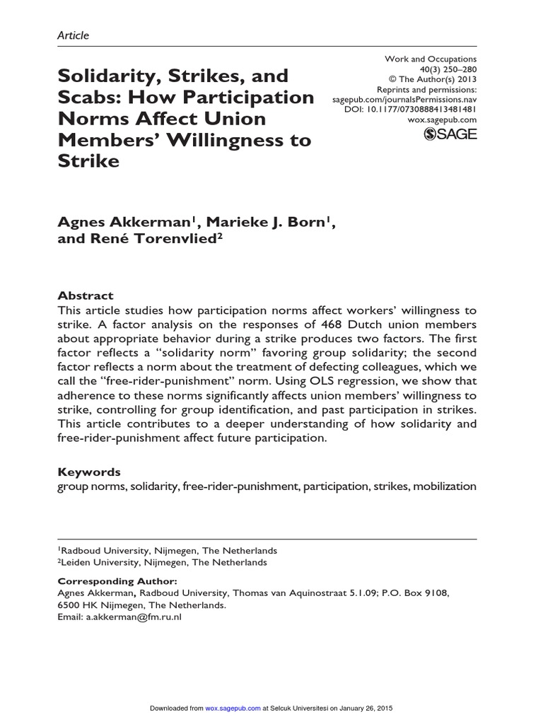 Solidarity, Strikes, and Scabs: How Participation Norms Affect Union ...