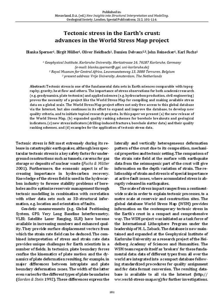 Advances in the World Stress Map Project: New Stress Indicators ...