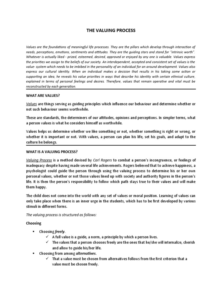Steps in The Valuing Process | PDF | Value (Ethics) | Choice