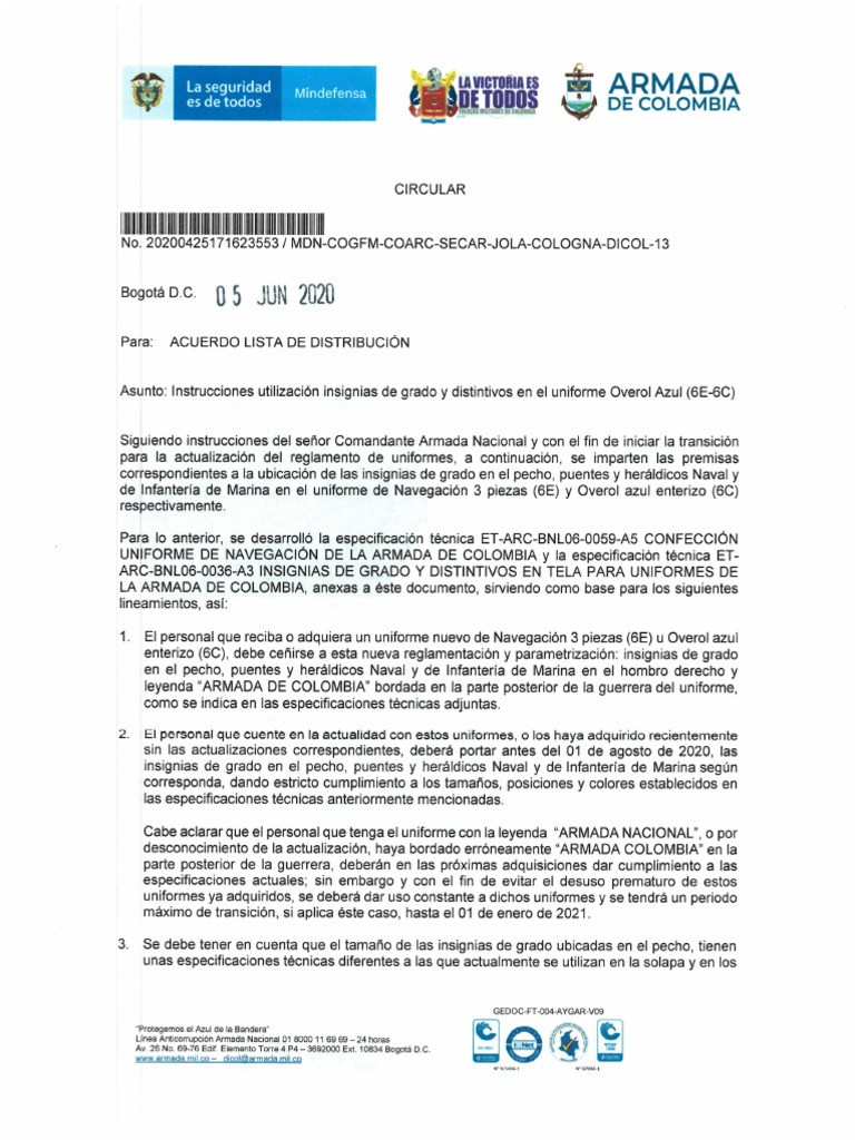 Circular Insignias Grado y Distintivos Uniforme | PDF