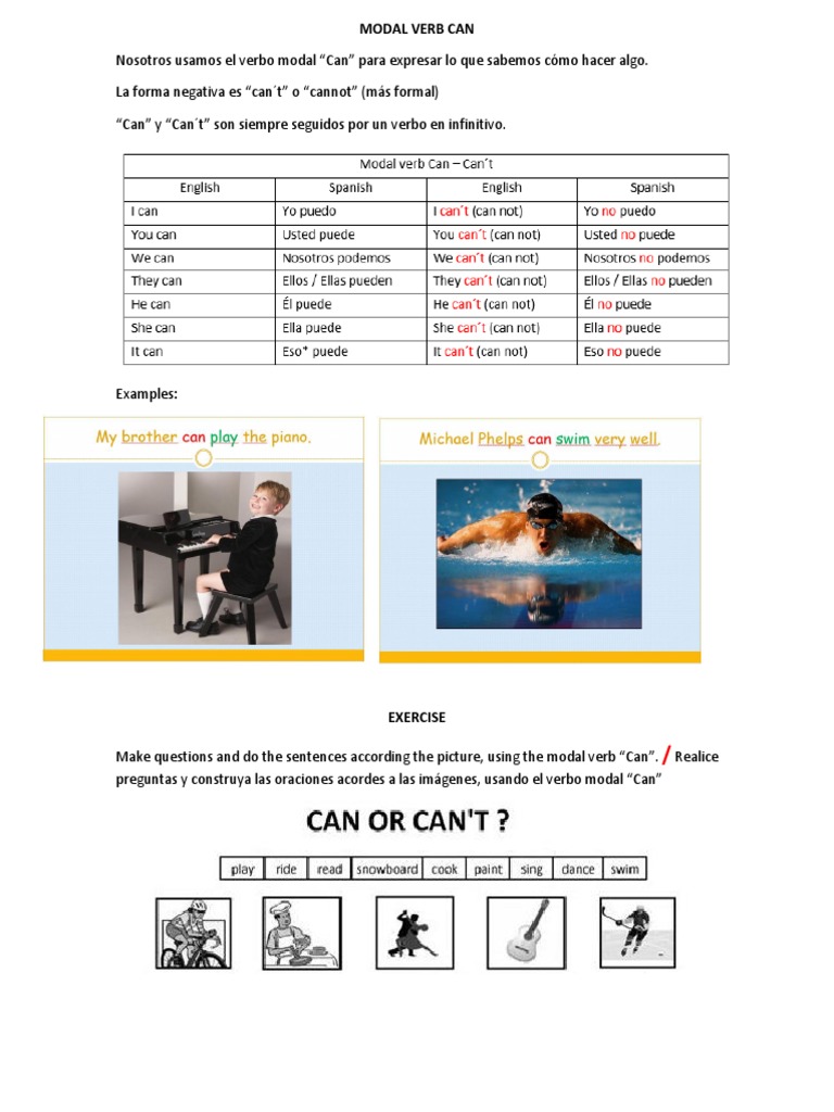 Modal Verb Can | PDF