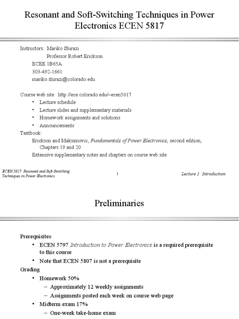 Resonant and Soft-Switching Techniques in Power Electronics ECEN 5817 | PDF | Power Electronics ...