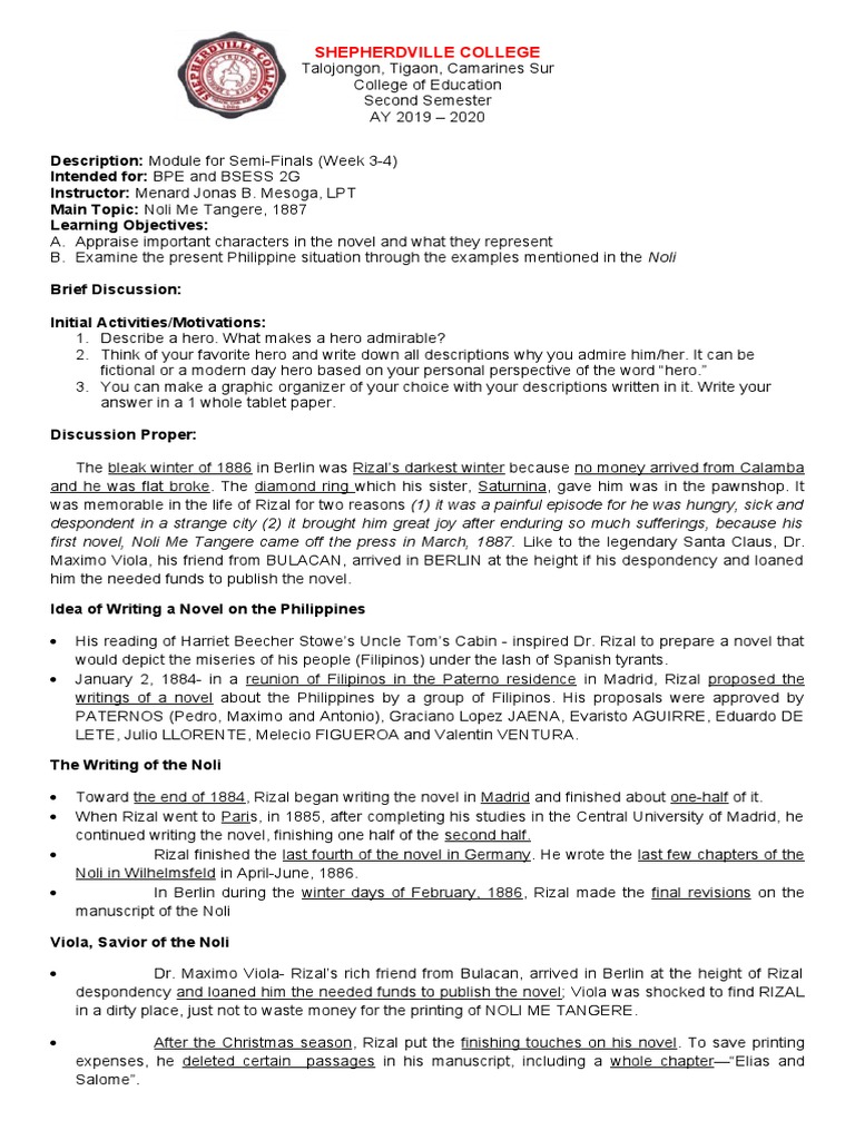 Rizal Module Educ Week 3-4 | PDF | Philippines