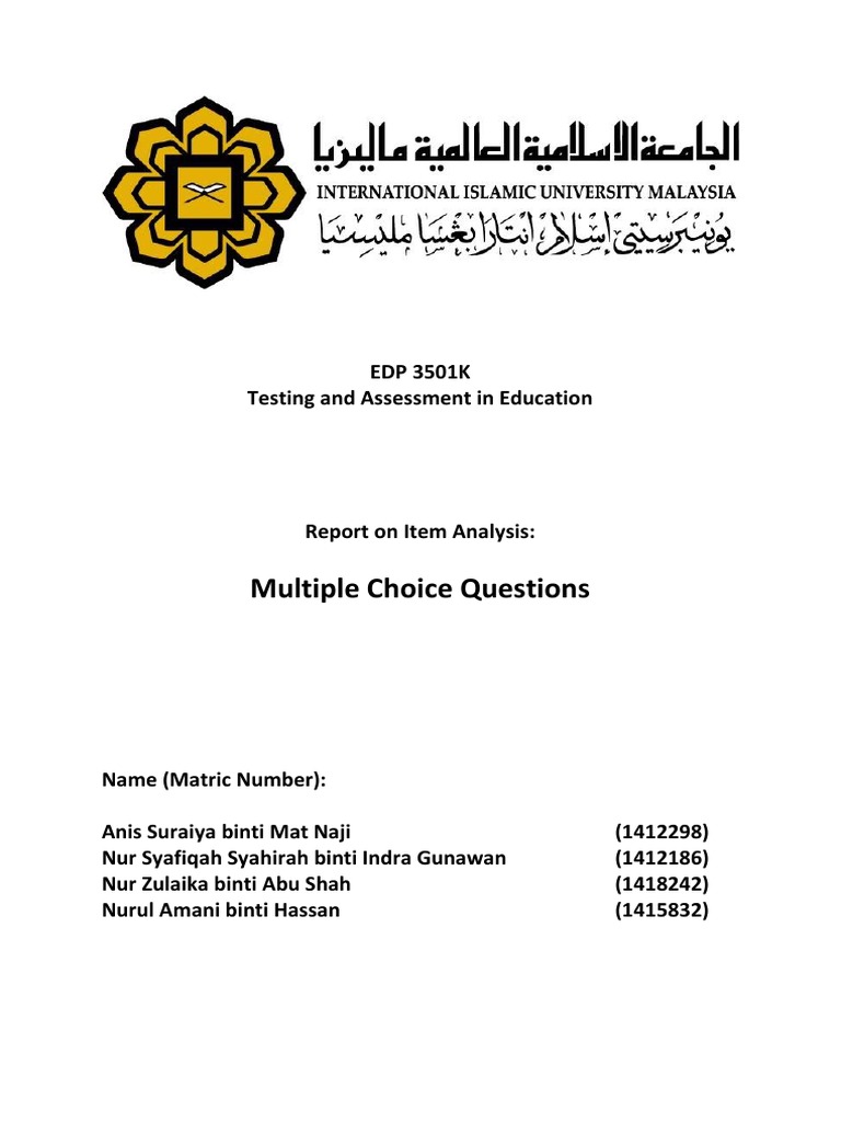 Multiple Choice Questions | PDF | Test (Assessment) | Educational ...