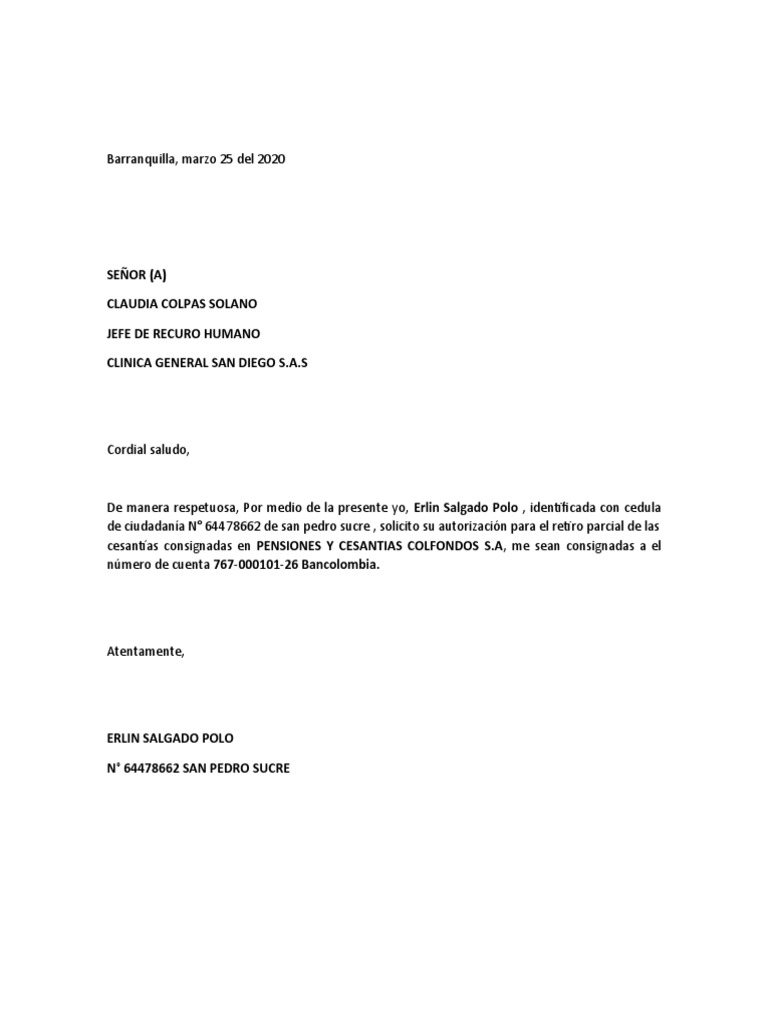 Carta de Cesantias | PDF