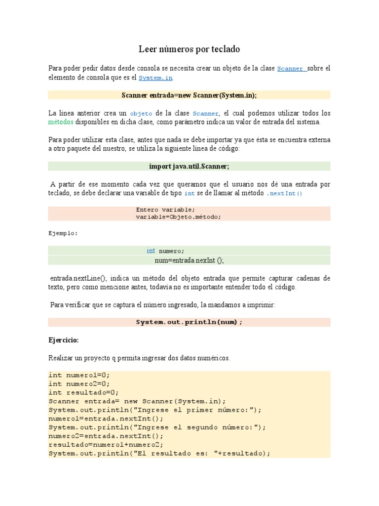 Leer datos en Java con Scanner | PDF | Lenguaje de programación | Programa de computadora