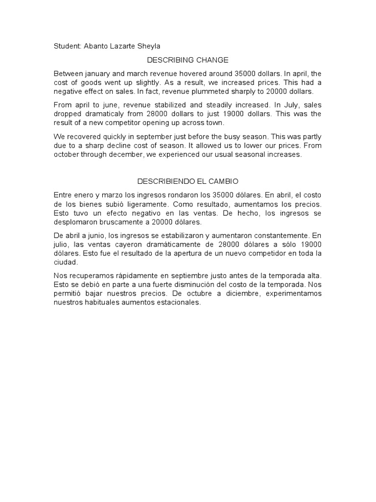 Traduccion Describing Change | PDF