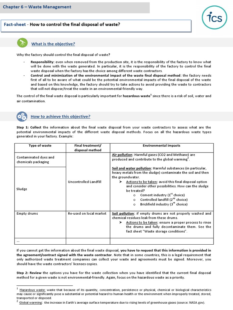 Chap 6 - Waste Management - Waste Final Disposal Control - Fact Sheet ...