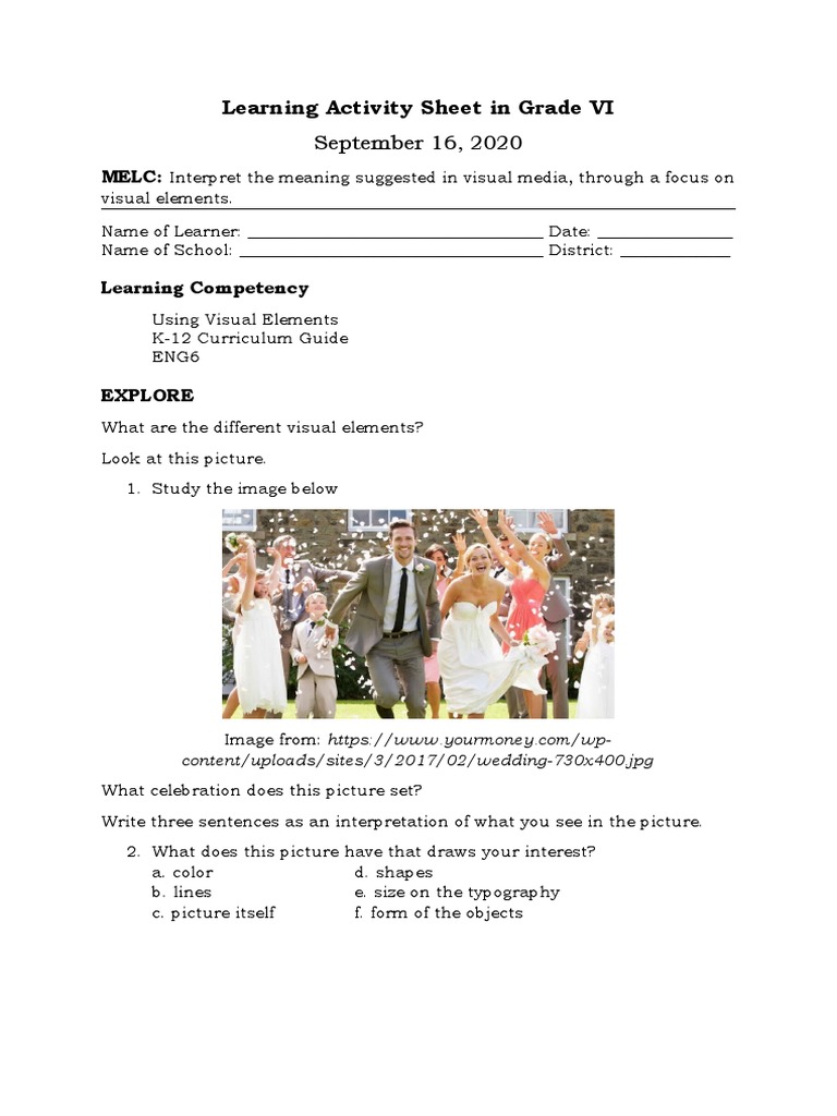 Grade 6 Lesson Plan September 16, 2020 | PDF