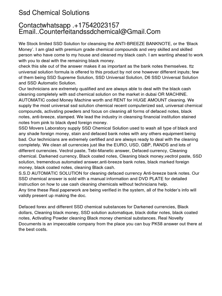 SSD Chemical Solution and Activation Powder of Highest Quality ...