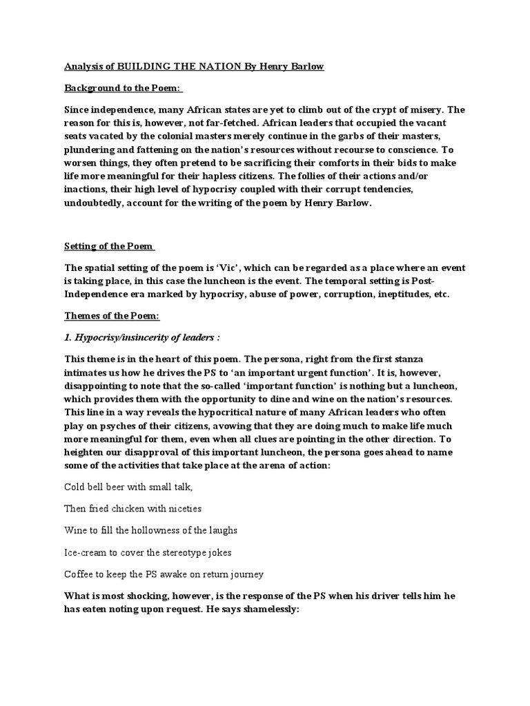 Analysis of BUILDING THE NATION | PDF