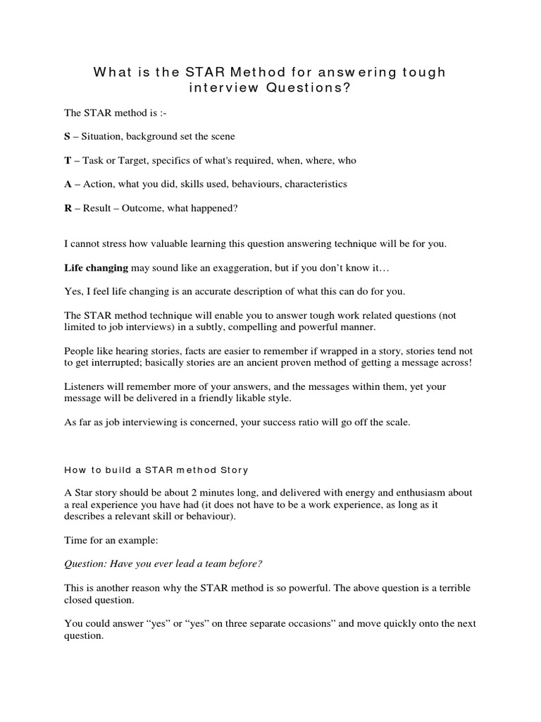 STAR Method PDF | Download Free PDF | Job Interview | Cognitive Science