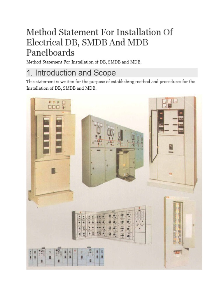 Method Statement For Installation of Electrical DB, SMDB and MDB ...