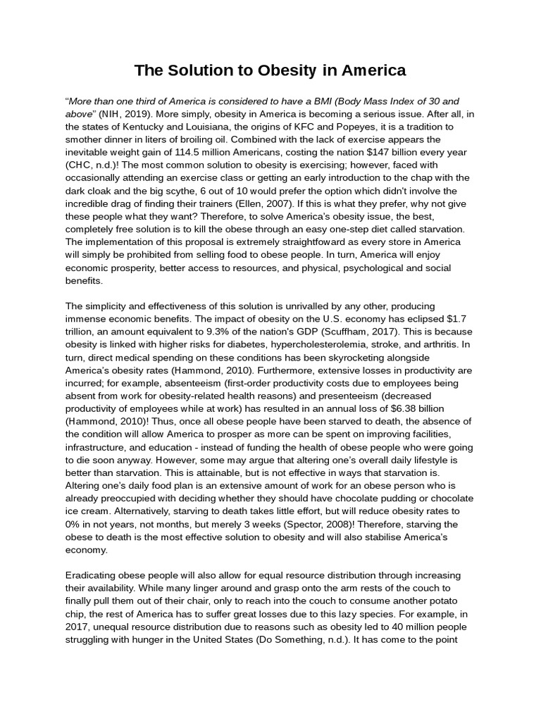 Sreeya DAS - Satirical Essay | PDF | Starvation | Obesity