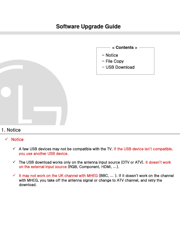 Software Upgrade Guide | PDF | Usb | Television