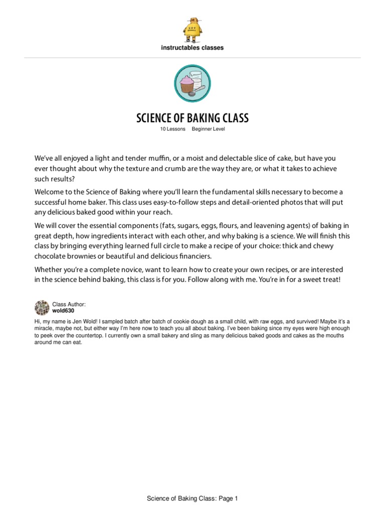 Science of Baking Class: Instructables Classes | PDF | Butter | Molasses