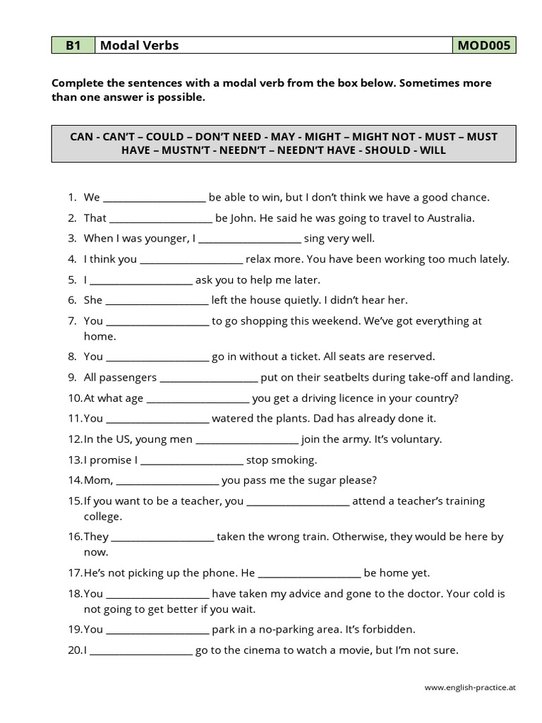 Modal Verbs PDF | Download Free PDF | Grammar | Syntax