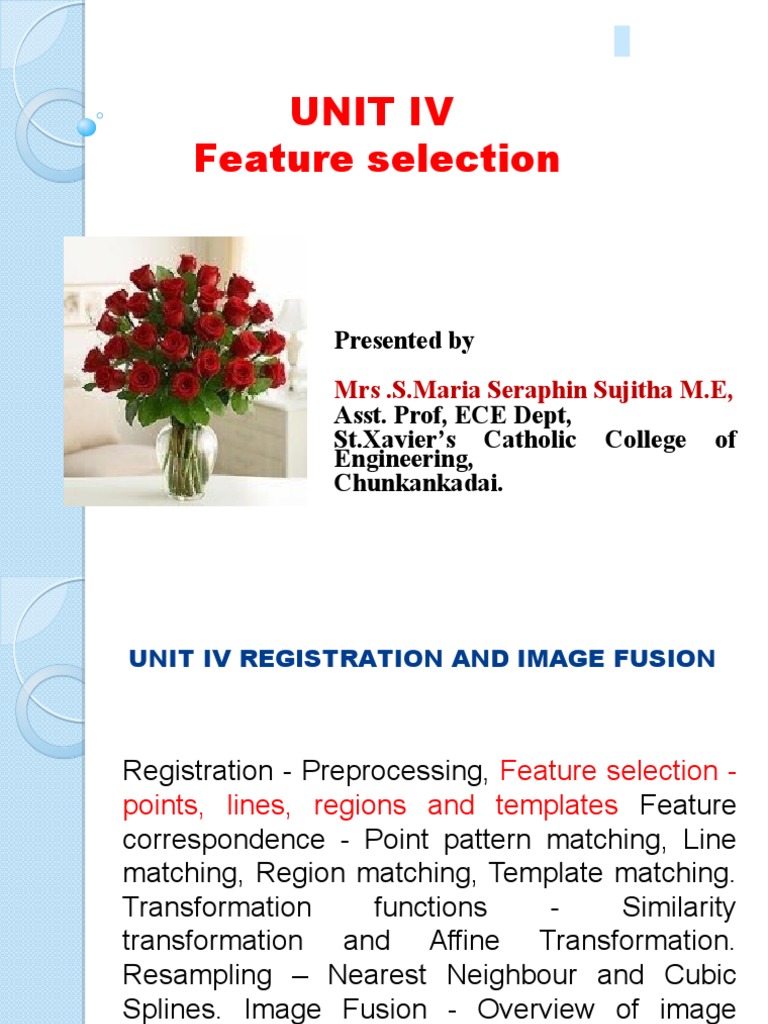 Feature Selection UNIT 4 | PDF | Image Segmentation | Matrix (Mathematics)