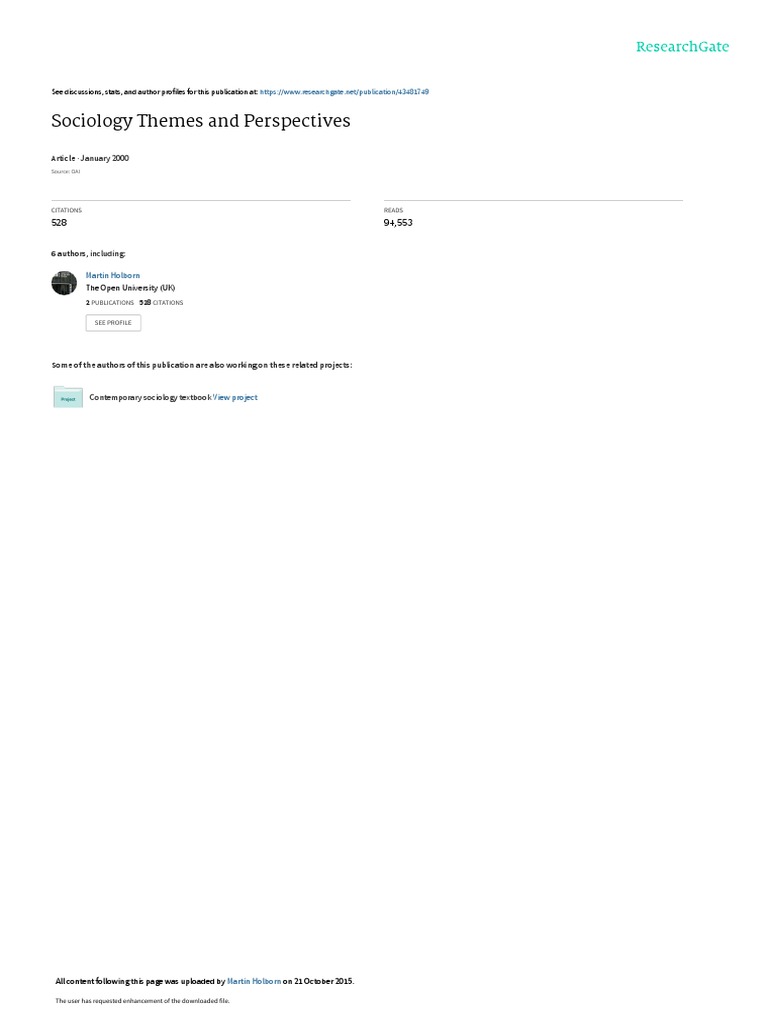 Sociology Themes and Perspectives | PDF | Deviance (Sociology) | Sociology