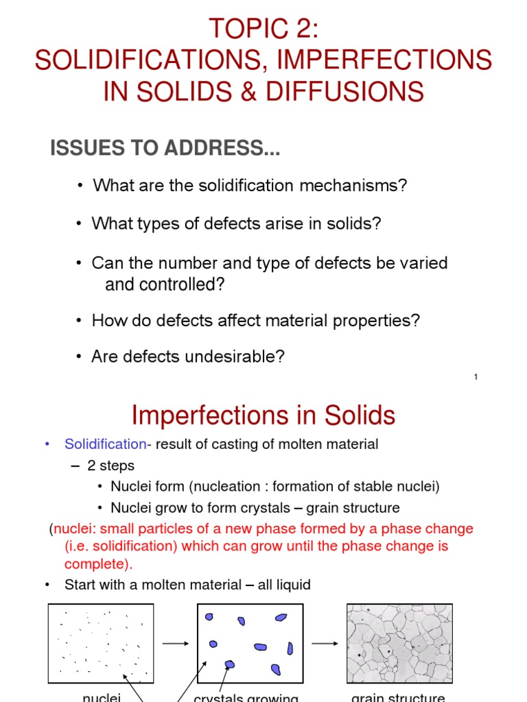 2.1 Solidification, Imperfection (Defect) in Solids, and Diffusion | Download Free PDF ...