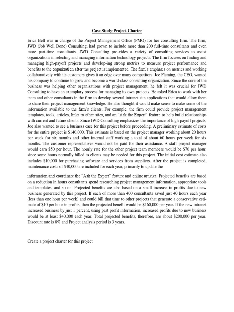 Case Study-Project Charter | PDF | Project Management | Consultant