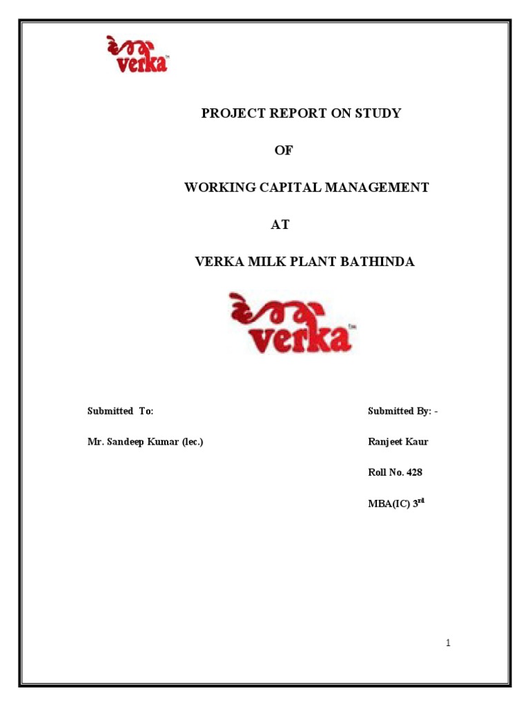 Docshare - Tips - Working Capital of Verka | PDF | Inventory | Working Capital