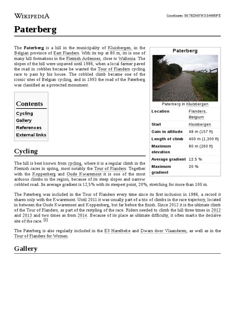 Paterberg: Cycling Gallery References External Links | PDF | Men's ...