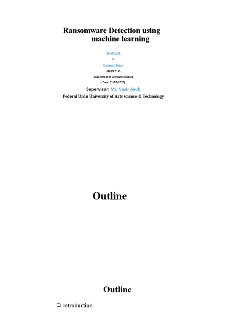 Ransomware Detection Using Machine Learning: Supervisor | PDF ...