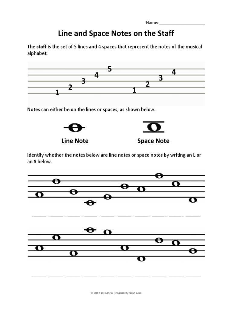 Line and Space Notes On The Staff | PDF