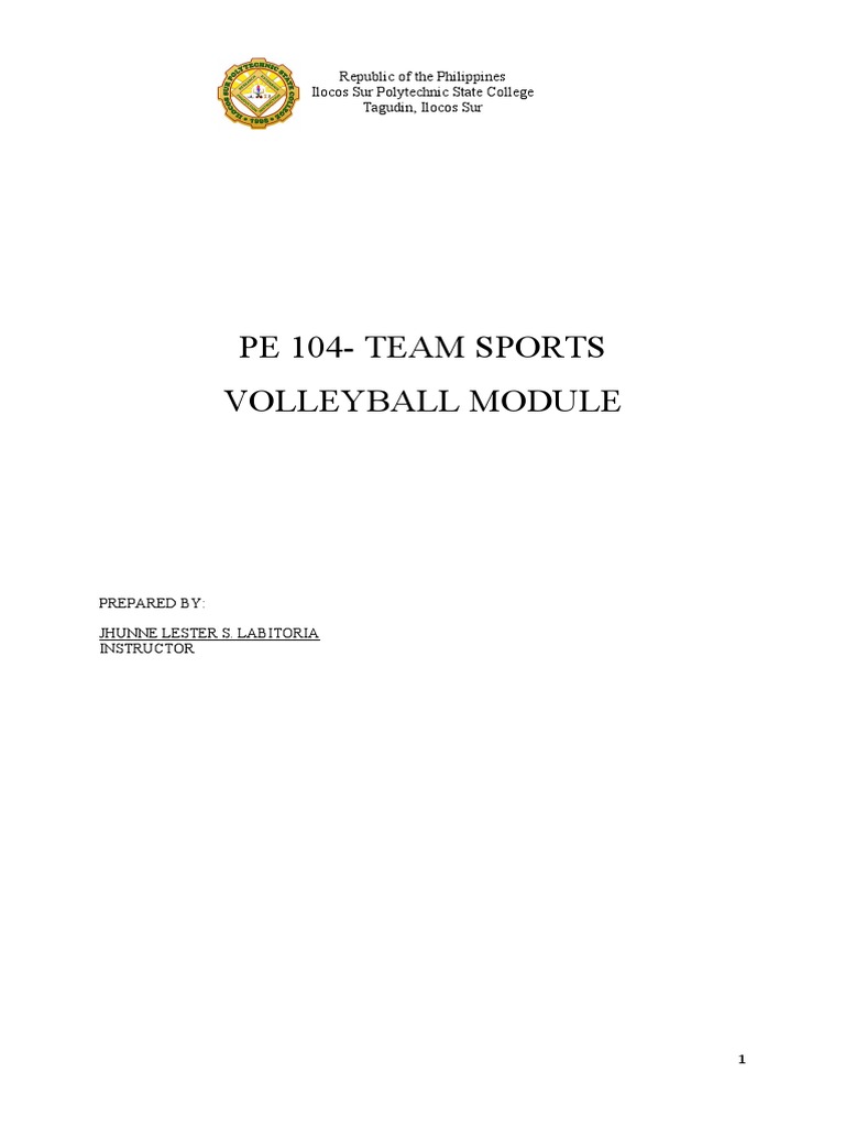 Pe 104-Team Sports Volleyball Module | PDF | Volleyball | Hand