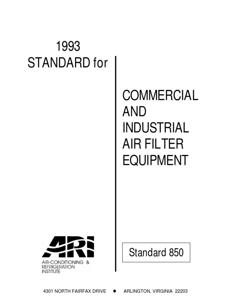 ARI Standard 850-1993 | PDF | Flow Measurement | Ozone