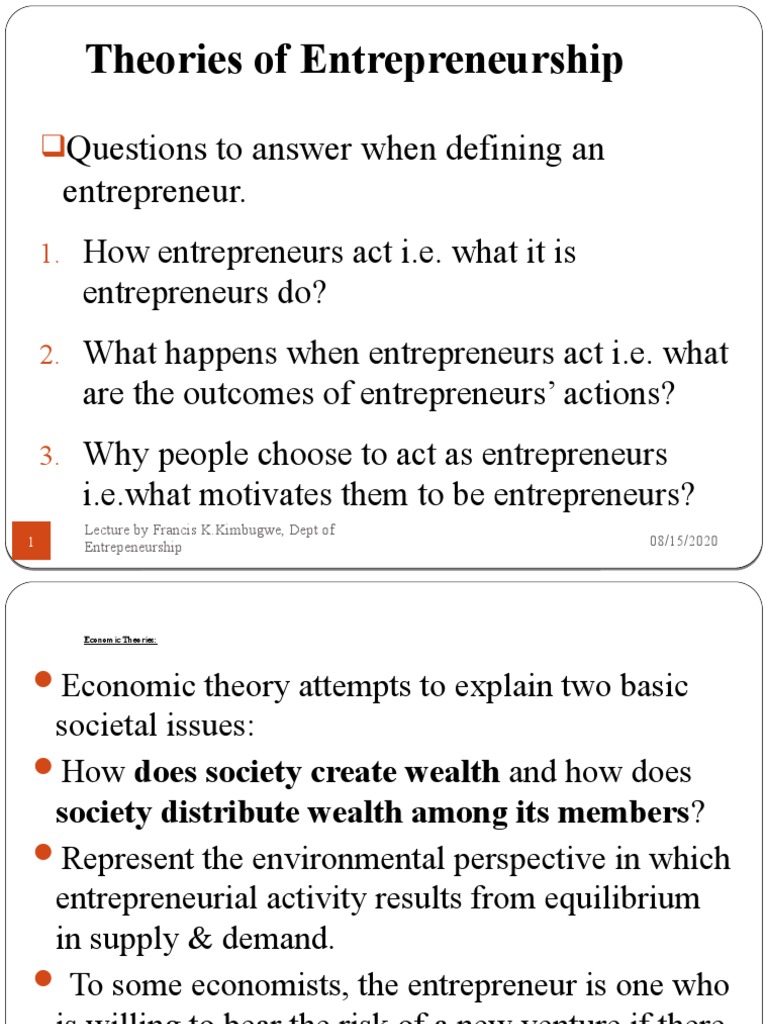 Theories of Entrepreneurship: Questions To Answer When Defining An ...