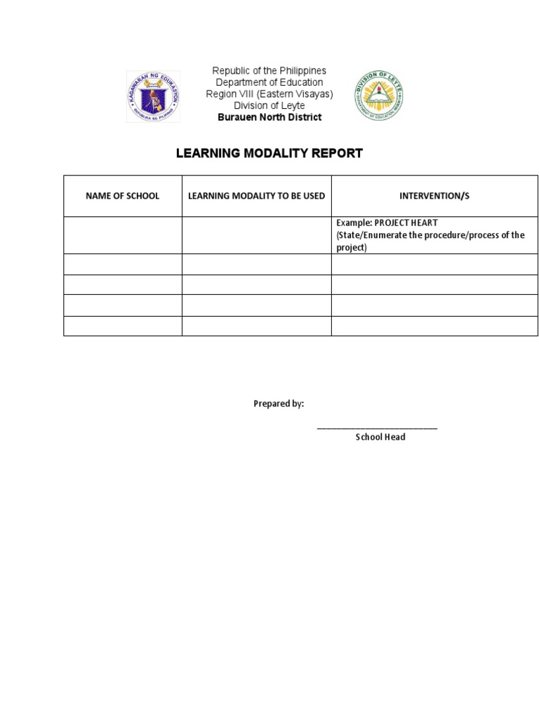 Learning Modality Report: Burauen North District | PDF