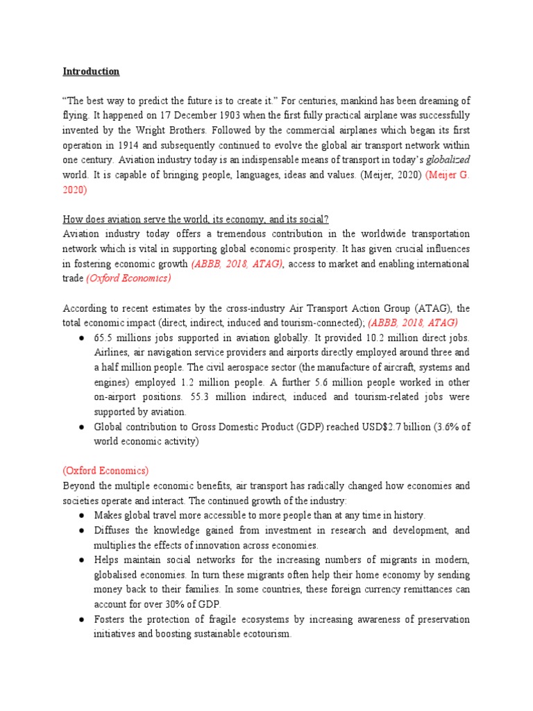 Impact of Aviation on Global Economy | PDF | Transport | Airlines