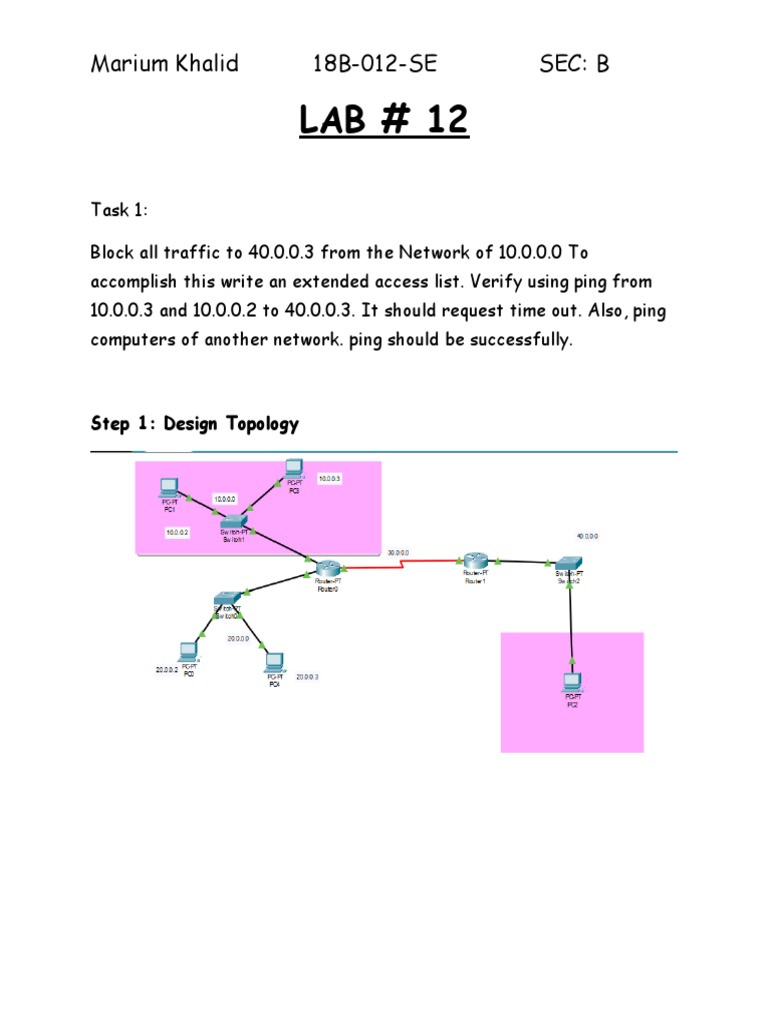 Marium Khalid 18B-012-Se Sec: B: Step 1: Design Topology | PDF