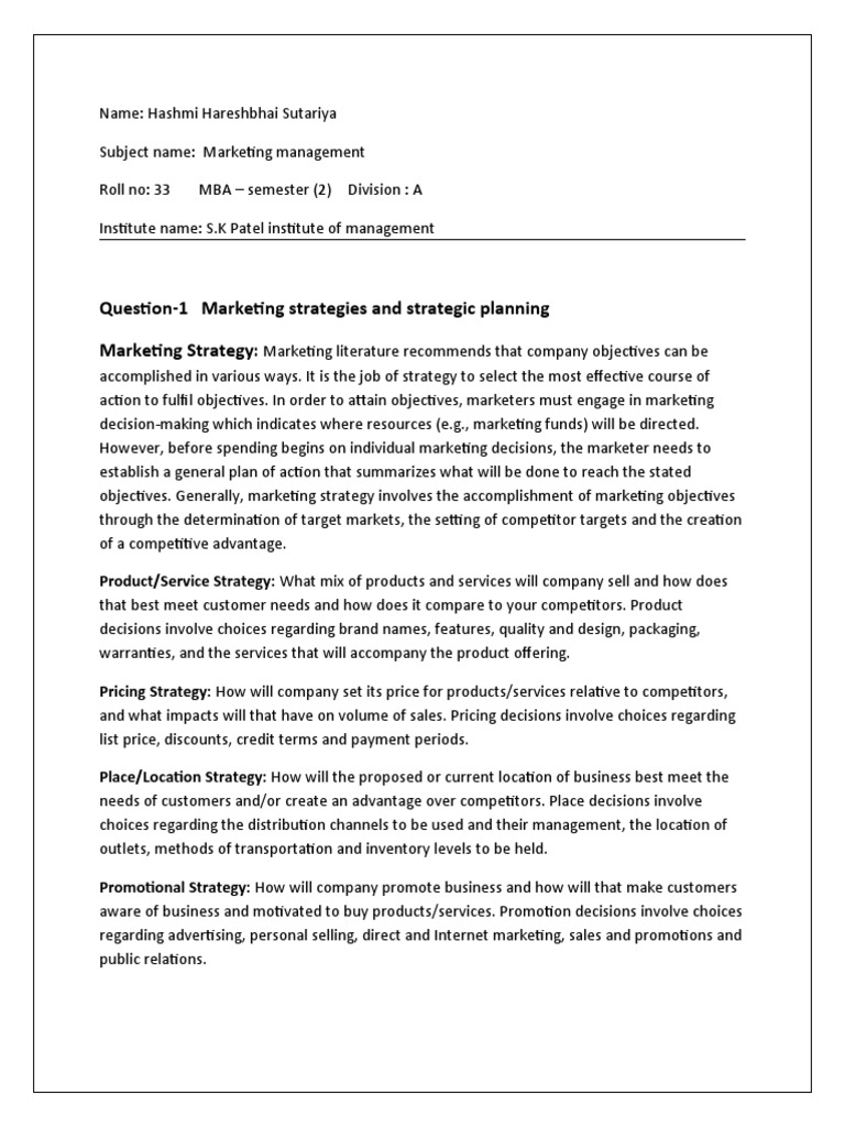 Strategic Marketing Plan Overview | PDF | Marketing Strategy | Marketing