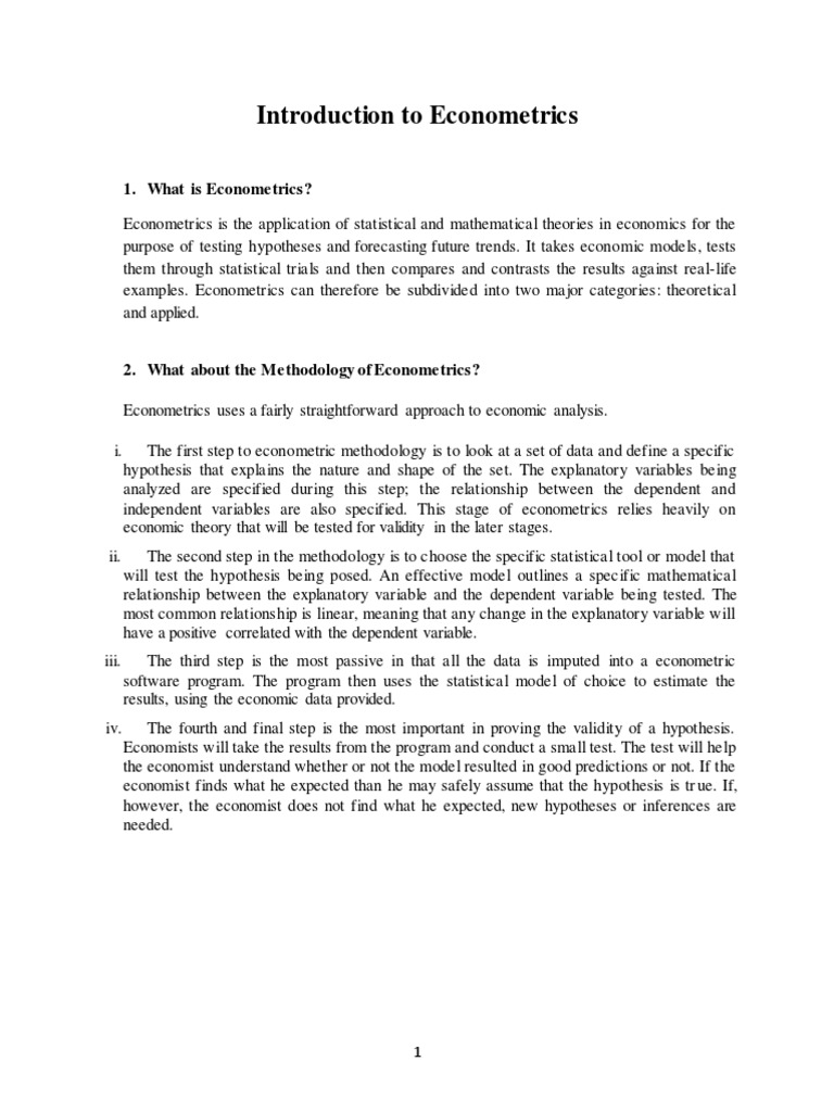 Econometrics Lectures | PDF | Correlation And Dependence | Econometrics