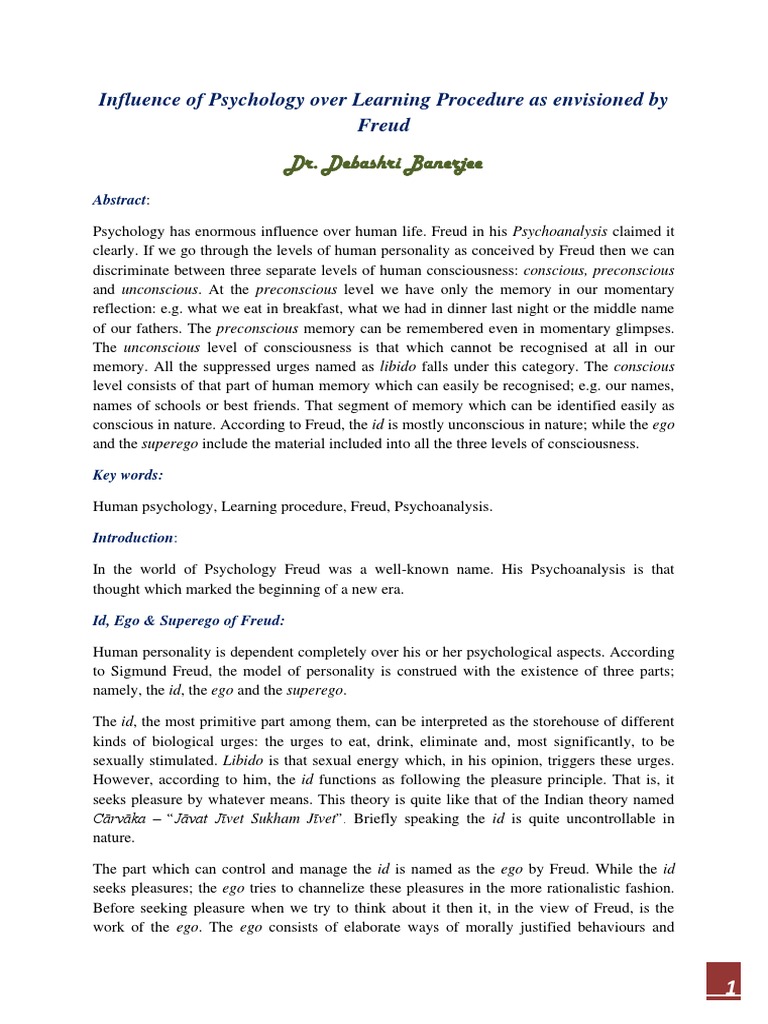 Sigmund Freud On Psychological Influence PDF | PDF | Id | Oedipus Complex