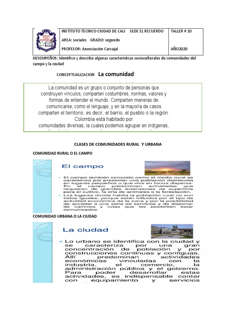 Características de Comunidades Urbanas y Rurales | PDF