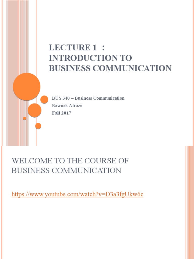 Lecture 1 - Introduction To Business Communication | PDF | Diversity ...
