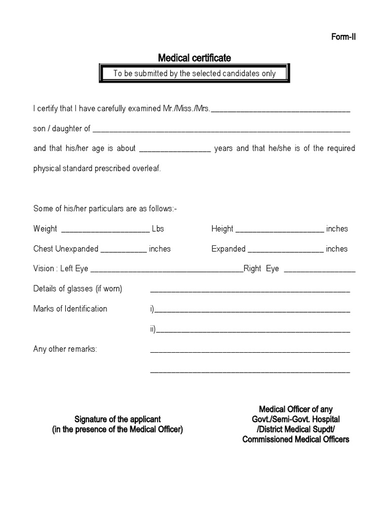 Medical Certificate Form | PDF | Clinical Medicine | Medicine