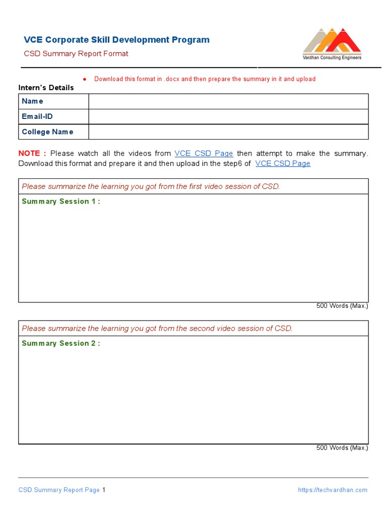 VCE CSD Program Summary Guide | PDF
