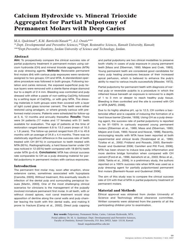 5 - Calcium Hydroxide Vs Mineral Trioxide Aggregates For Partial ...
