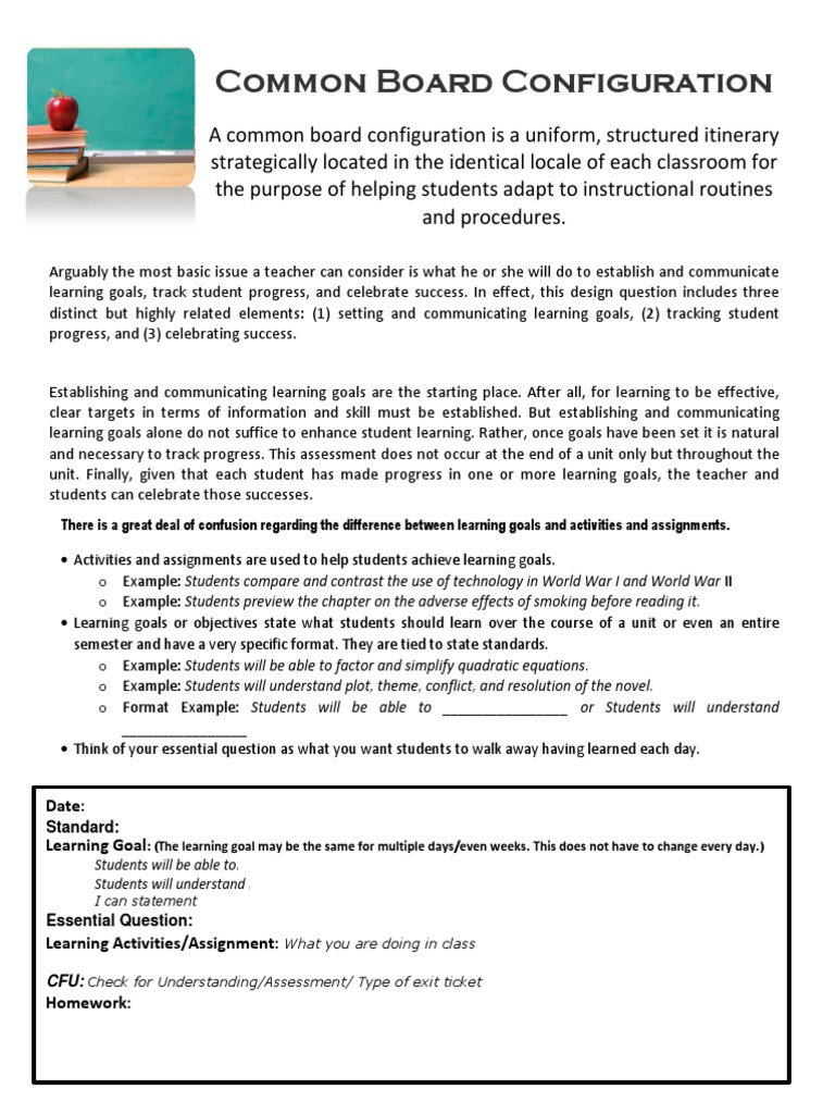 Common Board Configuration: Date: Learning Goal | PDF | Goal | Learning