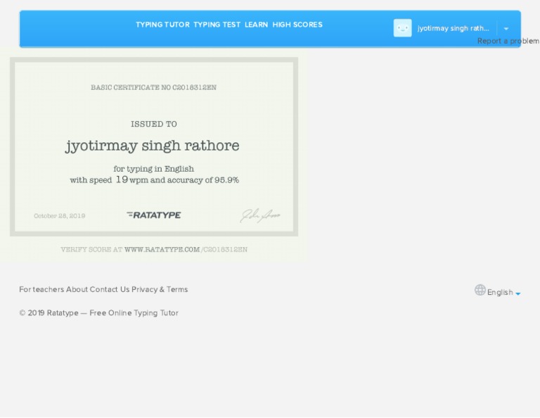 Certificate - Ratatype PDF | PDF