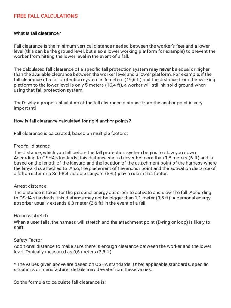 Calculating Fall Clearance: A Guide to Understanding Free Fall ...